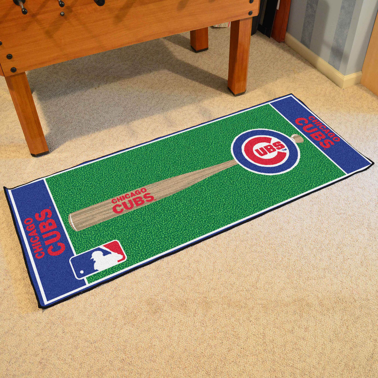 30" x 72" Blue & Green MLB Chicago Cubs Non-Skid Baseball Mat Area Rug ...