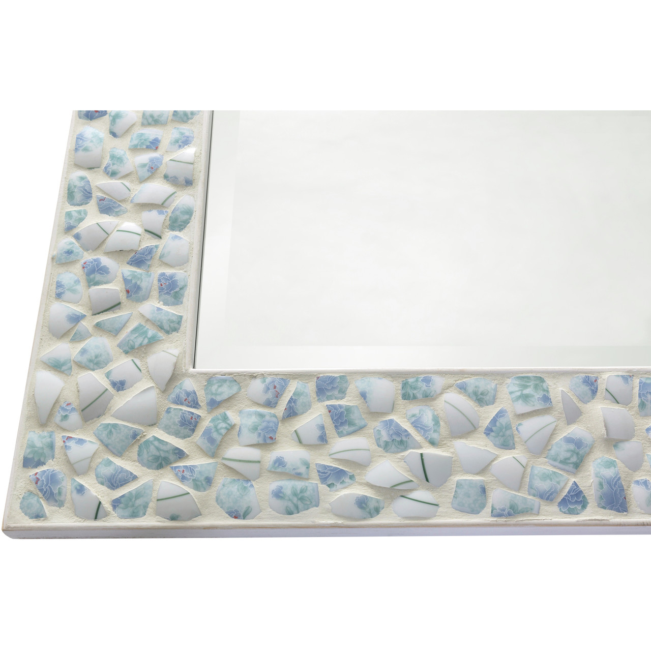 40" Sapphire Blue & White Natural Stone Finish Rectangular Framed Wall ...