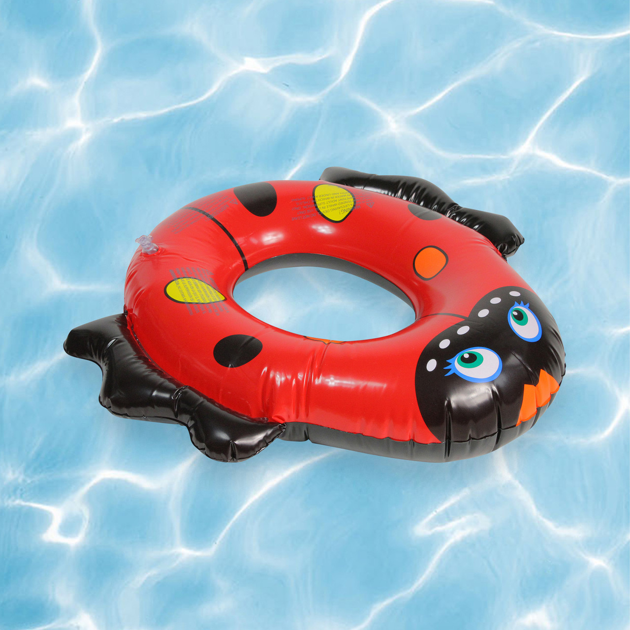 24" Inflatable Red & Black Ladybug Swim Ring Tube Pool Float ...