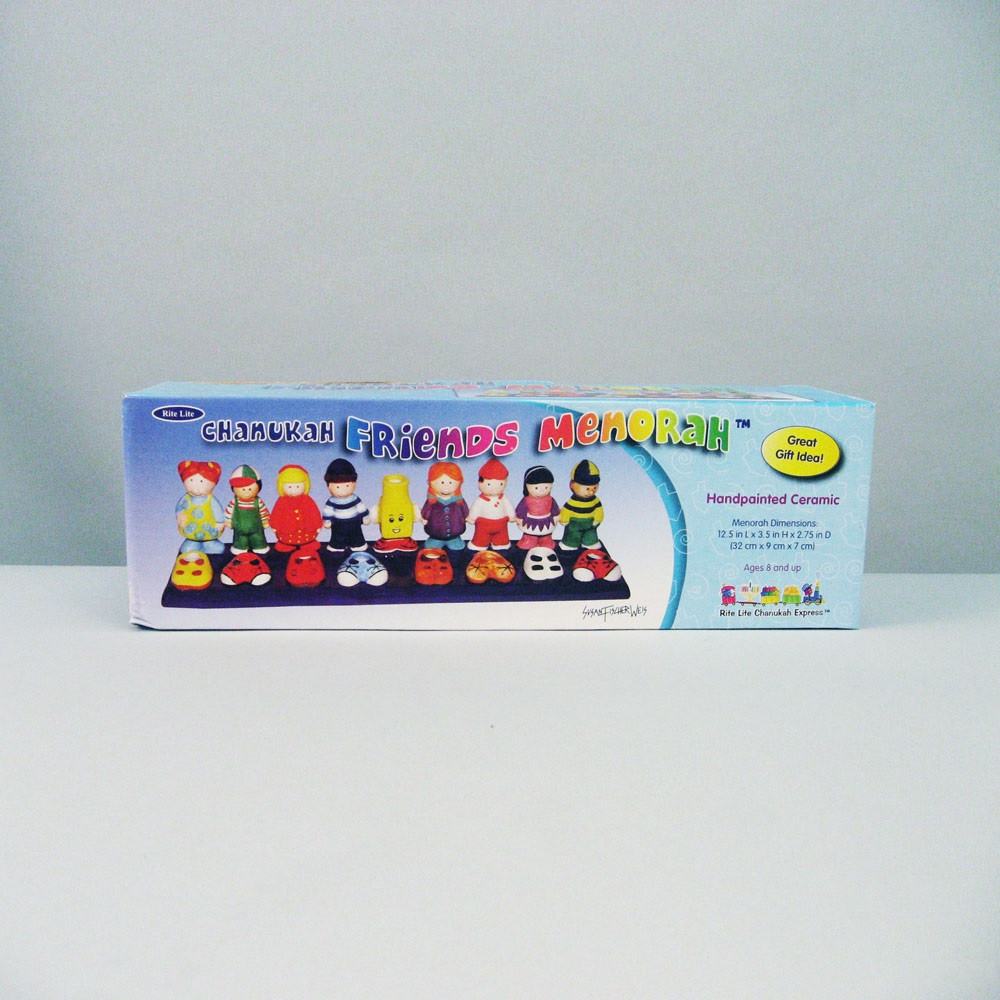 12.5" Blue & Yellow Hand Painted Friends Hanukkah Menorah | Christmas ...