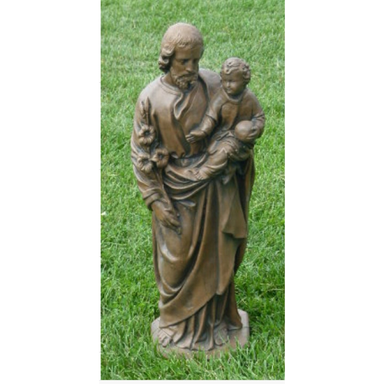 25” River Rock St. Joseph Outdoor Patio Statue | Christmas Central