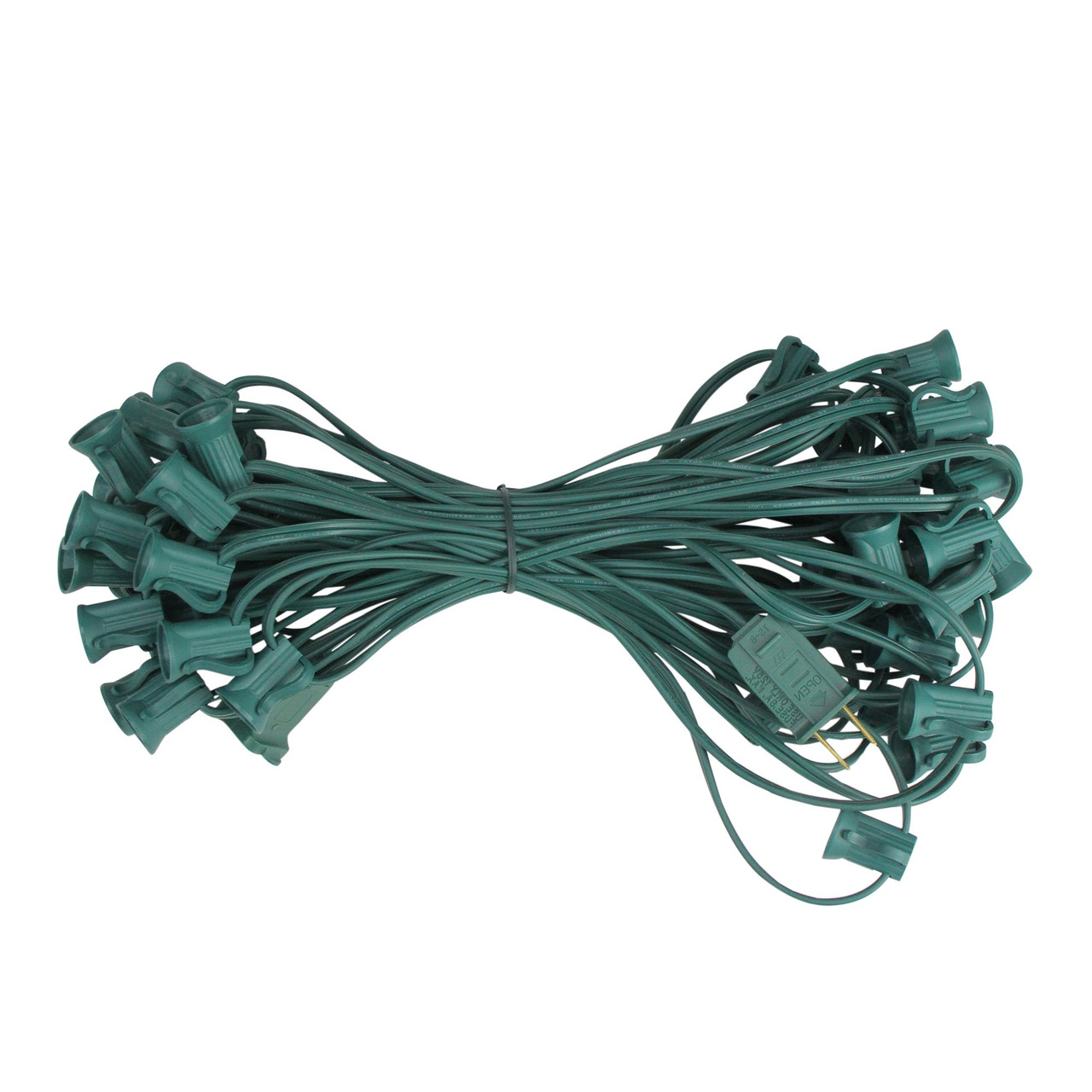 50' Green Contemporary Commercial C7 Christmas Light Socket Set ...