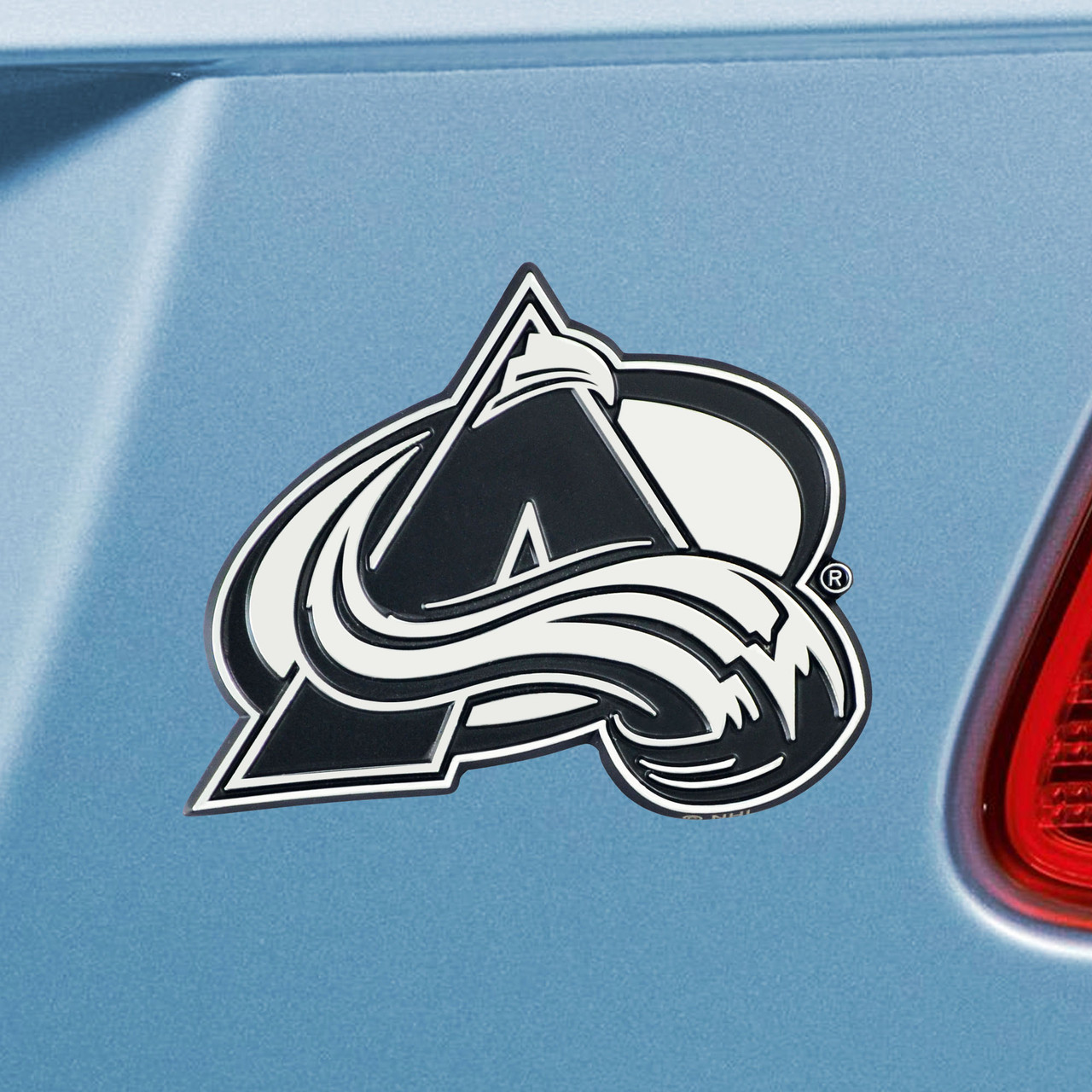 Set of 2 Black & White NHL Colorado Avalanche Chrome Emblem Automotive ...