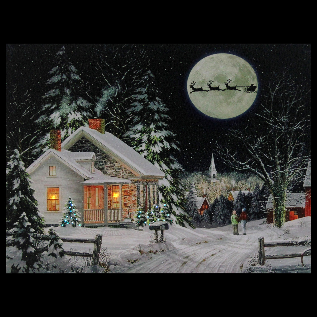 LED Fiber Optic Lighted Santa Claus Coming to Town Christmas Wall Art ...