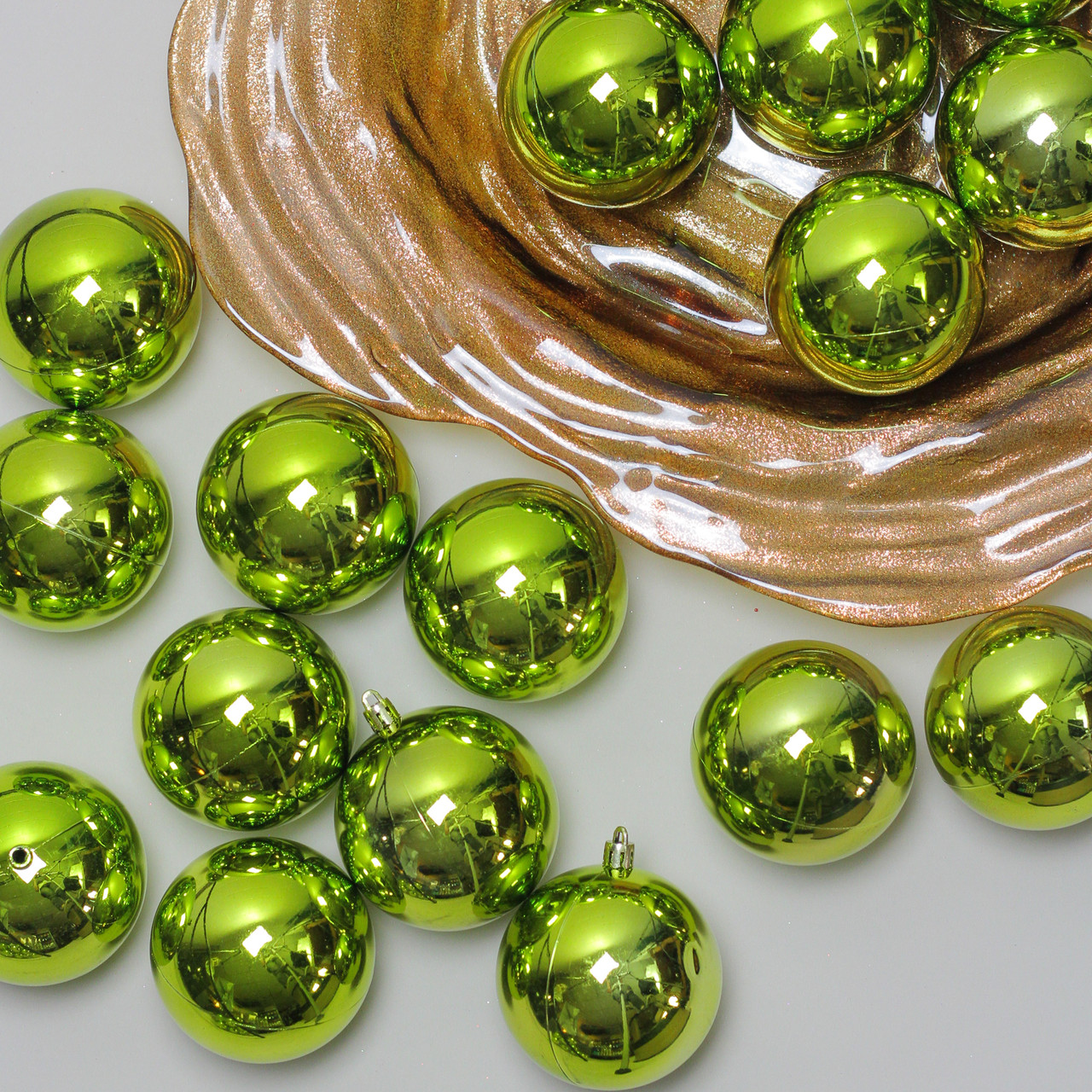32ct Kiwi Green Shatterproof Shiny Christmas Ball Ornaments 3.25" (80mm ...