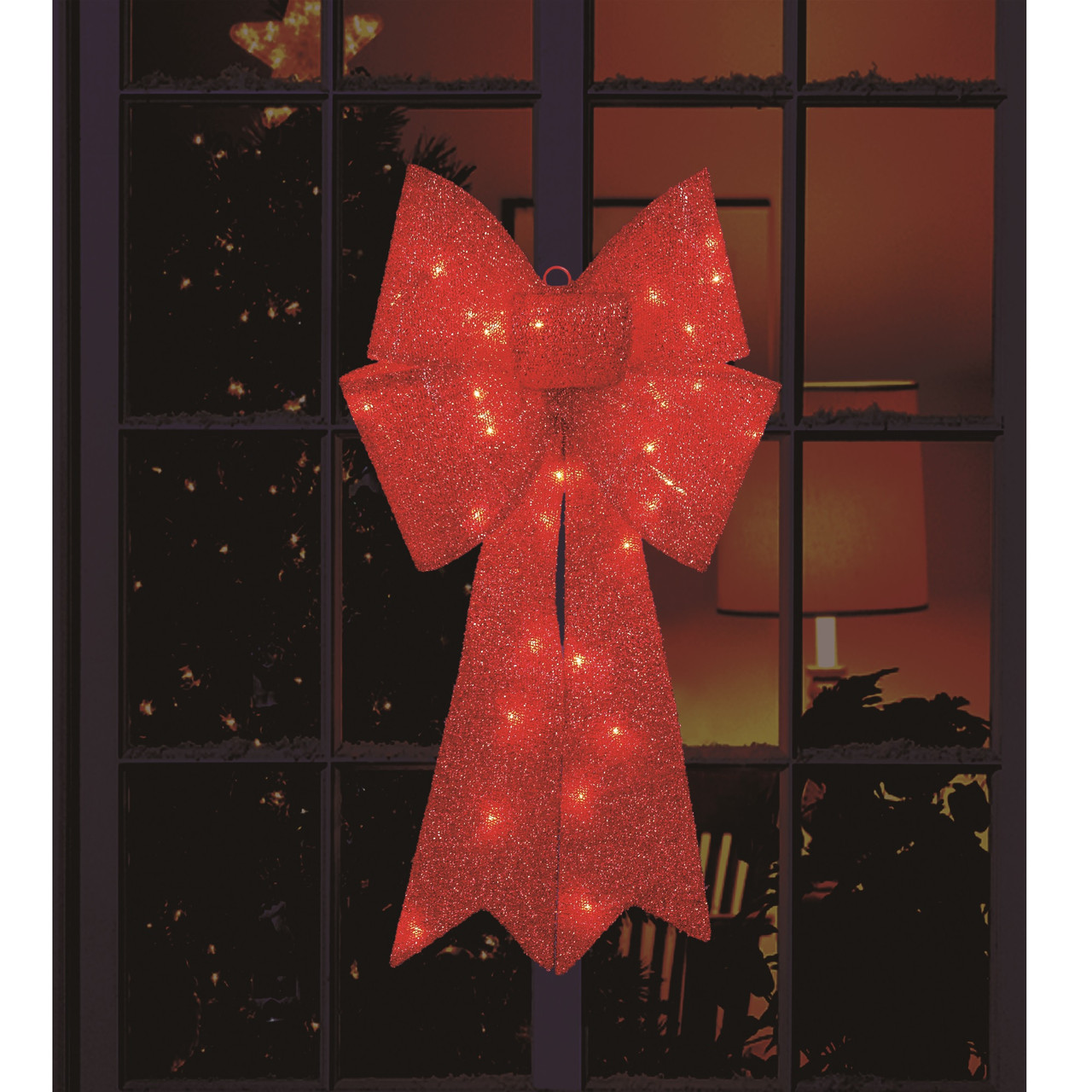 30" LED Lighted Red Tinsel Bow Christmas Decoration | Christmas Central