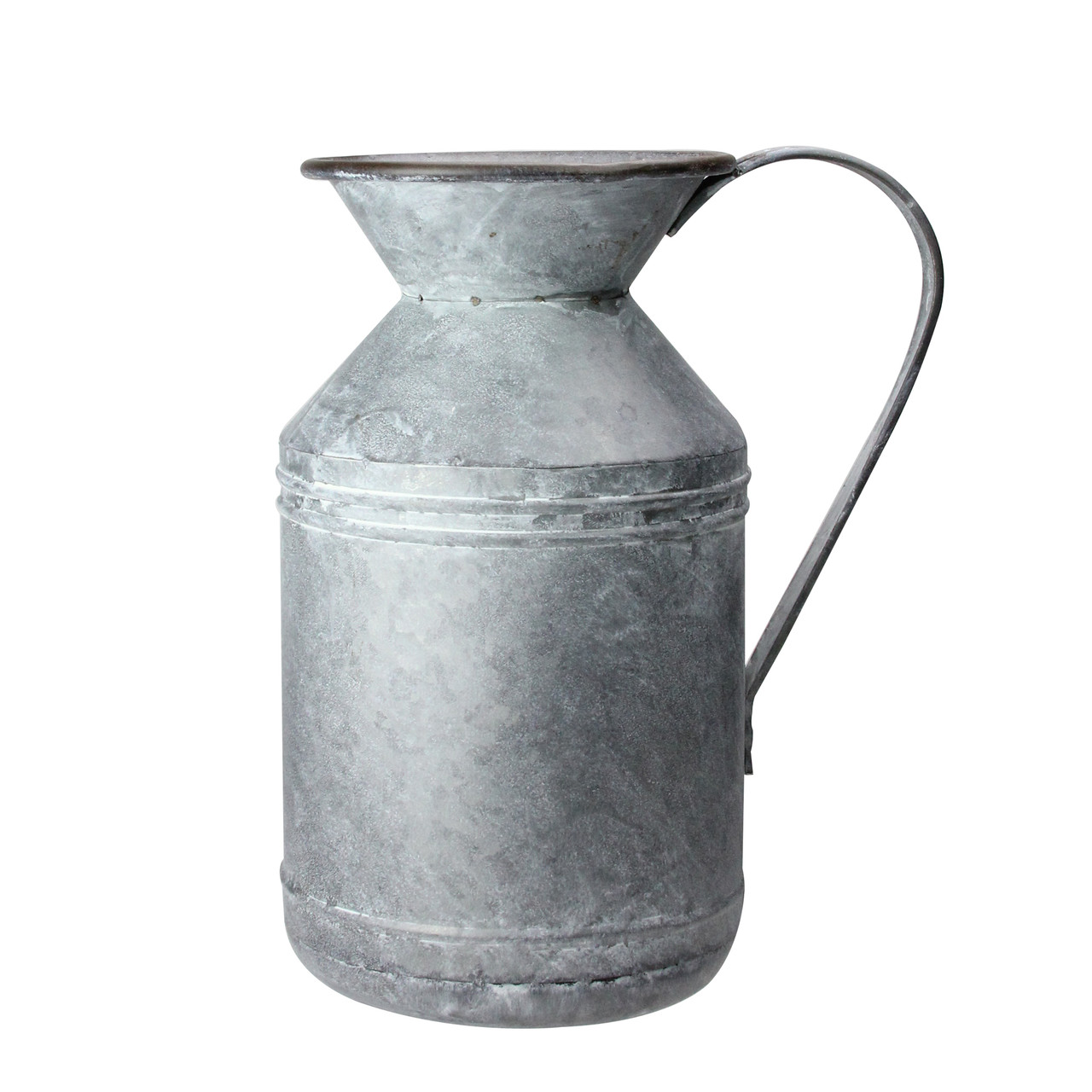 13" Rustic Galvanized Decorative Metal Pitcher Vase | Christmas Central
