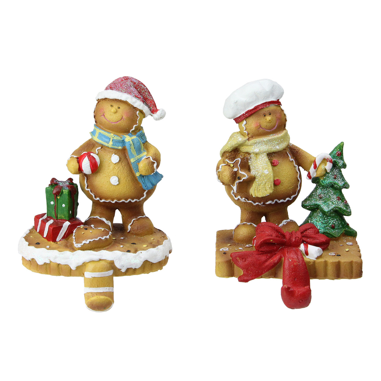 Set of 2 Holiday Gingerbread Christmas Stocking Holders 5.25 ...