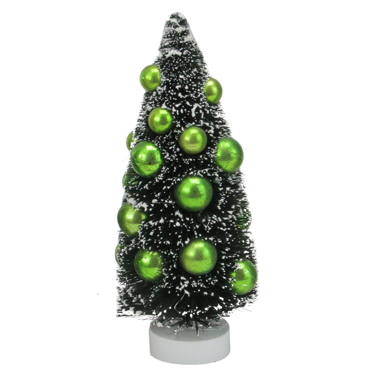 8" Green Contemporary Christmas Tree with Ball Ornaments Tabletop Decor ...