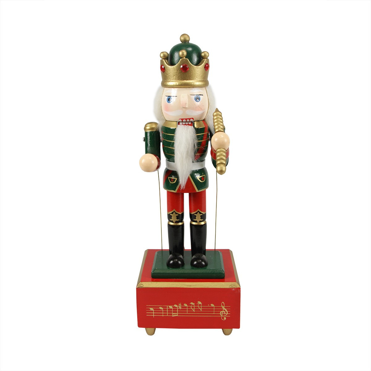 12" Red & Green Animated King with Scepter Christmas Nutcracker ...