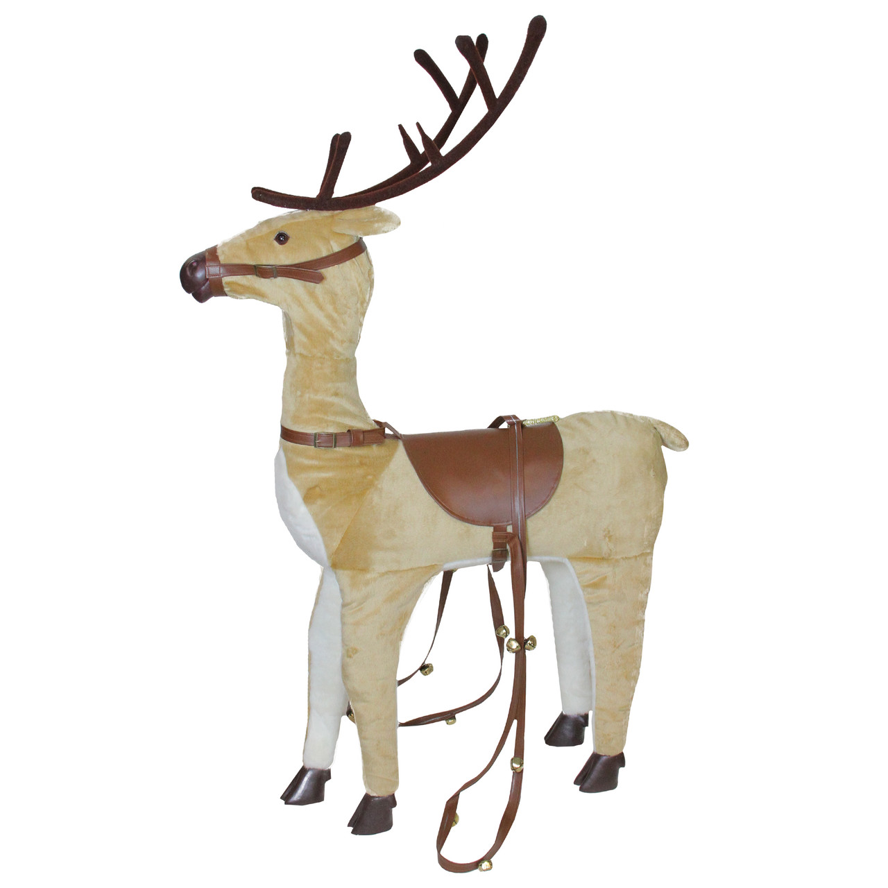 40 Plush Standing Reindeer Christmas Decoration with Saddle & Jingle ...