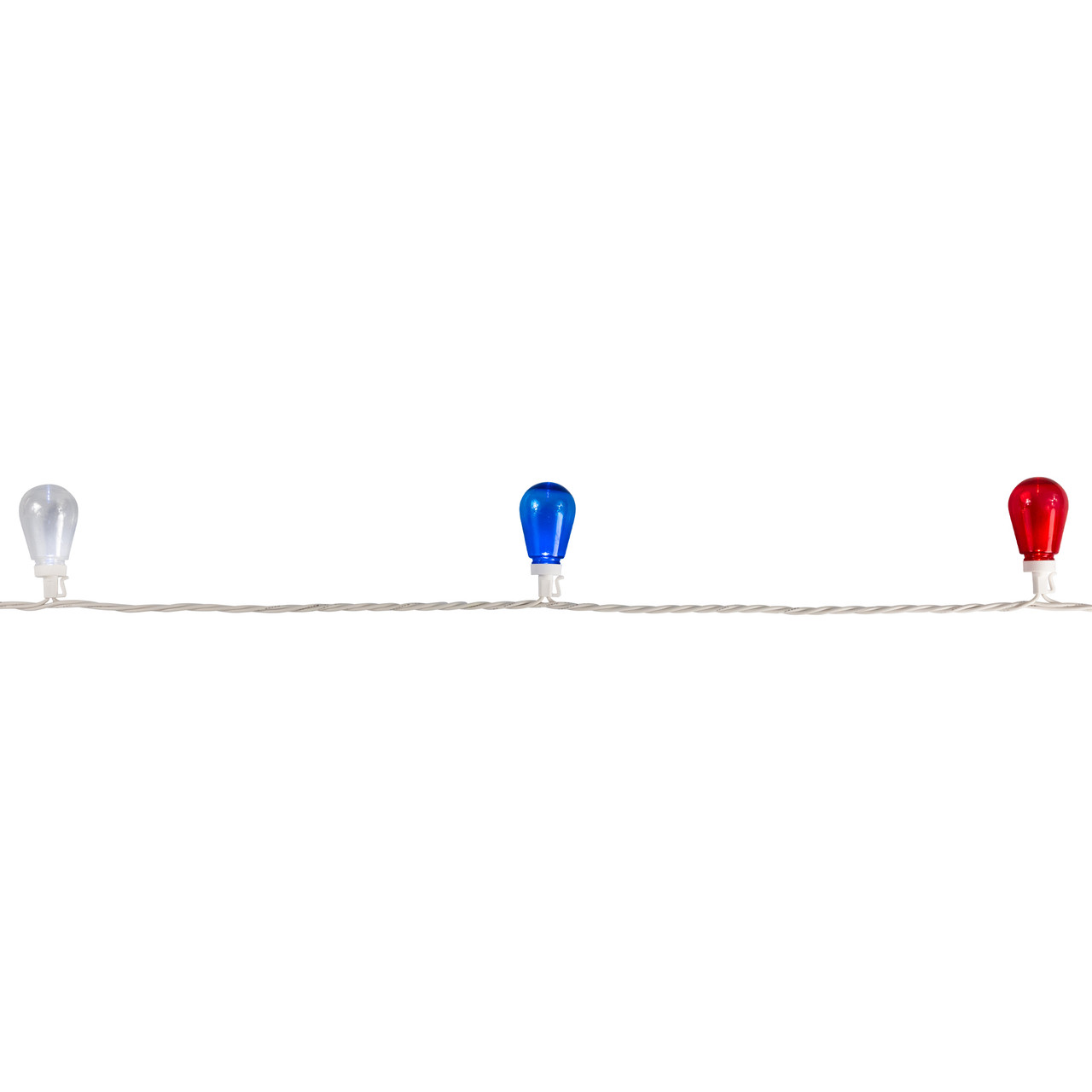 10ct Red, White & Blue LED Edison Style Lights, 9ft White Wire ...