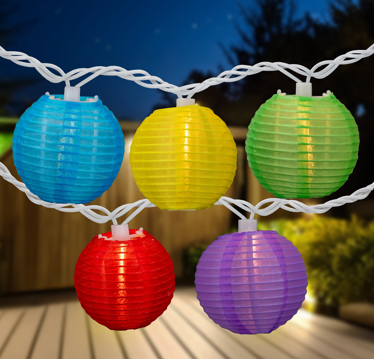 10-Count Multi-Color Round Lantern Patio String Light Set, 7.25ft ...