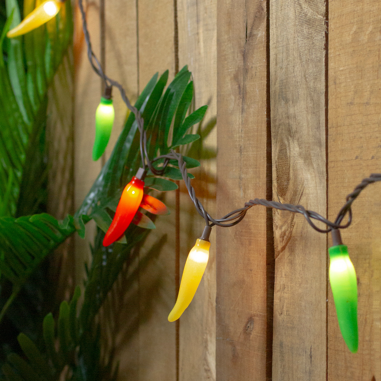 35-Count Vibrantly Colored Chili Pepper String Light Set, 22.5' Brown ...