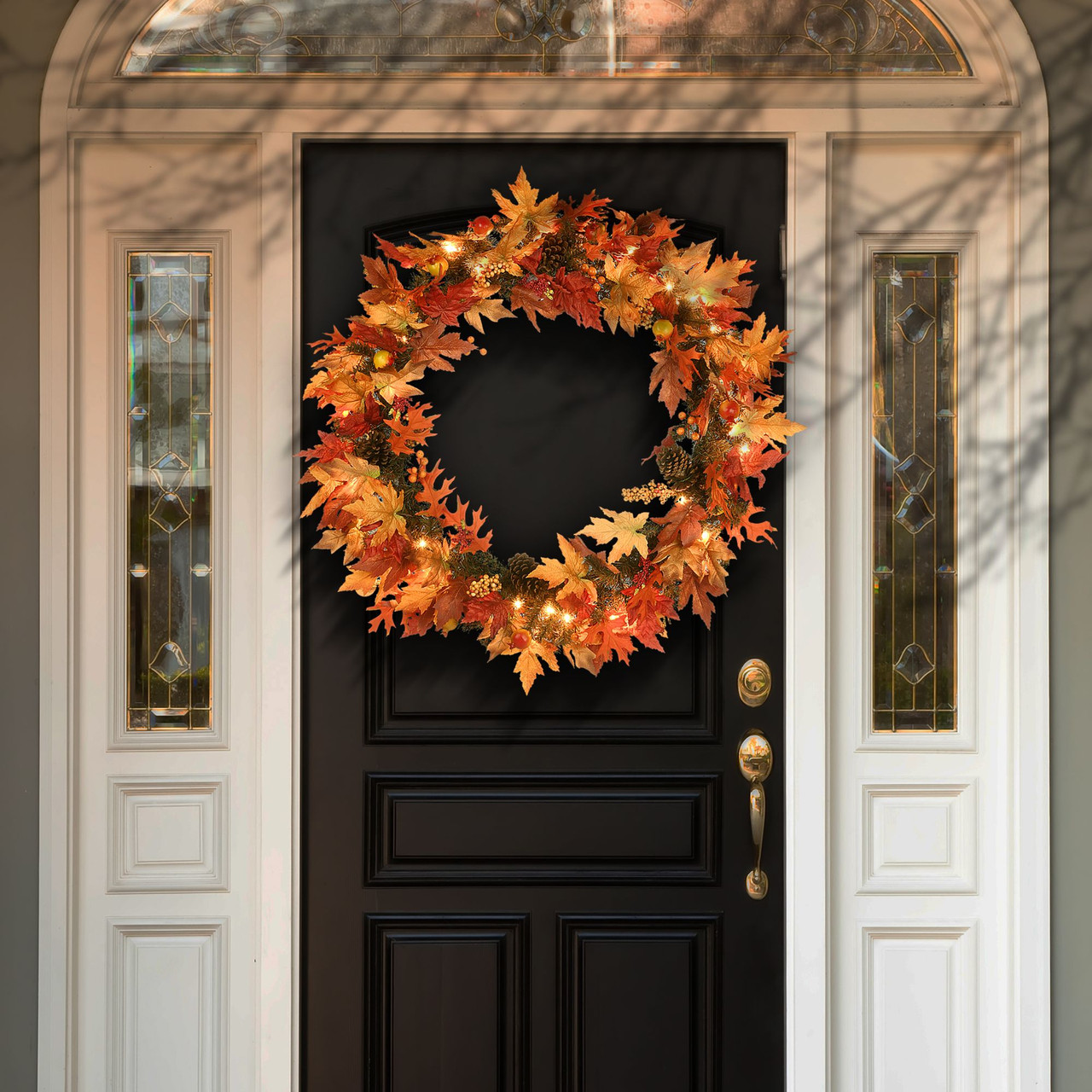 36" Maple Wreath with Clear Lights | Christmas Central