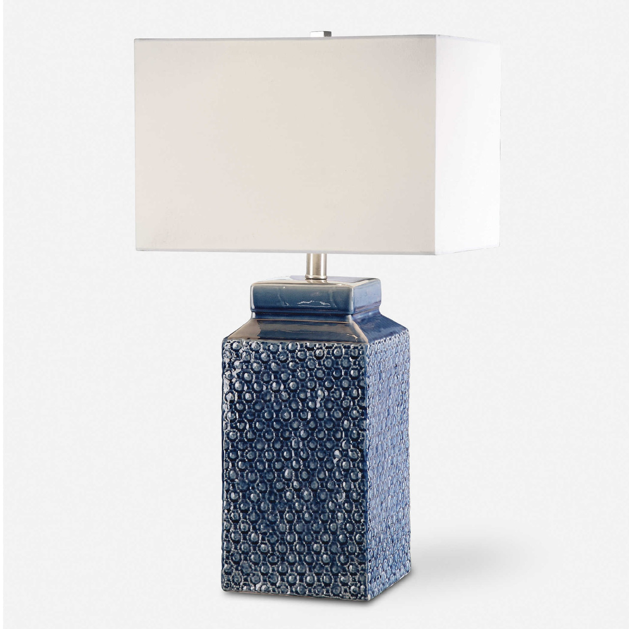 Sapphire Blue Table Lamp with Crystal Designs & Square Shade 27 ...