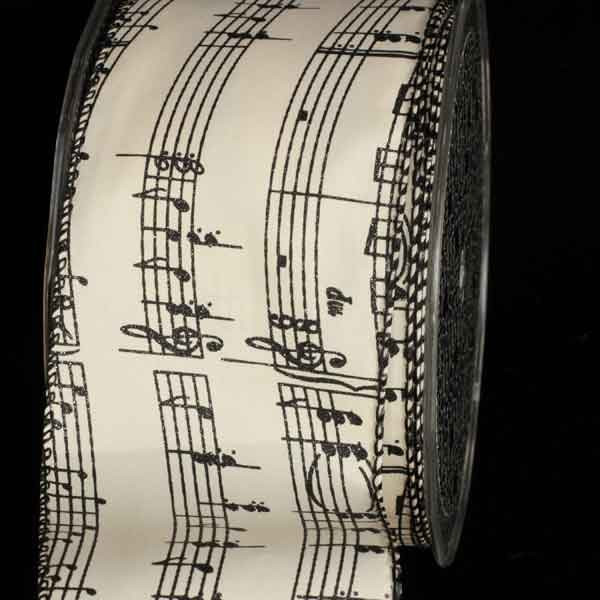 Black & White Taffeta Musical Notes Wired Craft Ribbon 2.5" x 20 Yards ...
