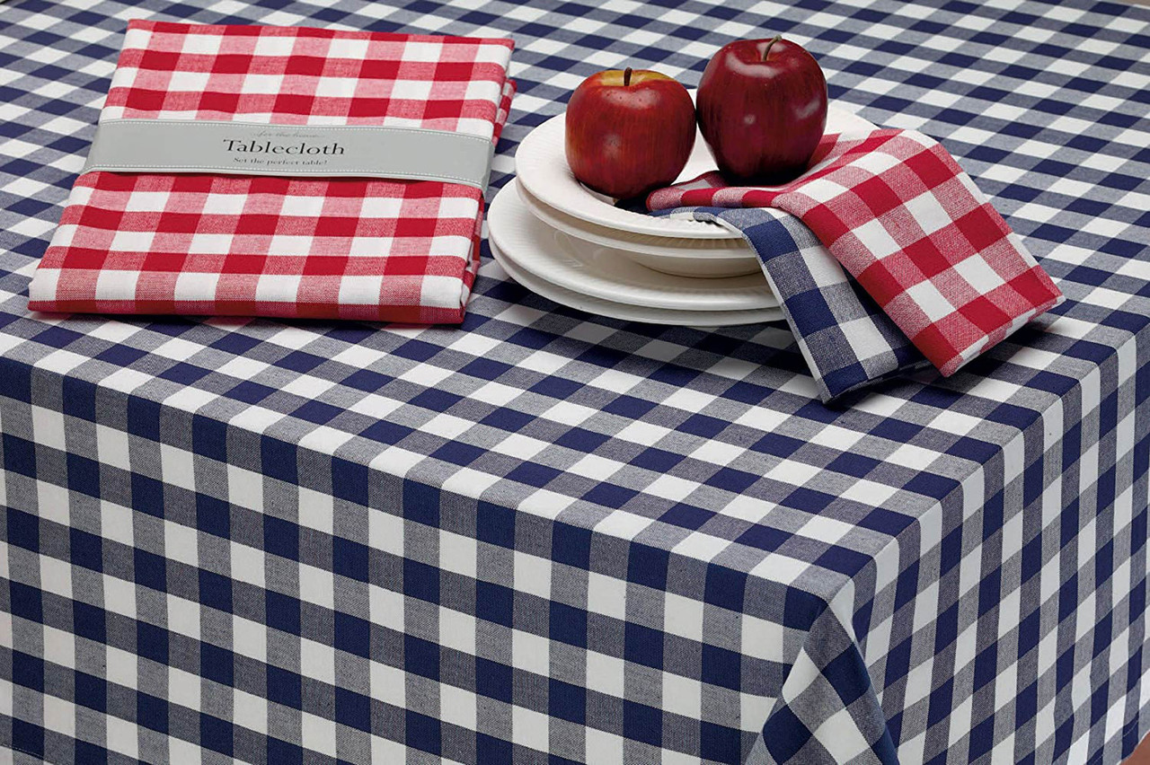 Red & White Checkered Pattern Square Tablecloth 52" | Christmas Central