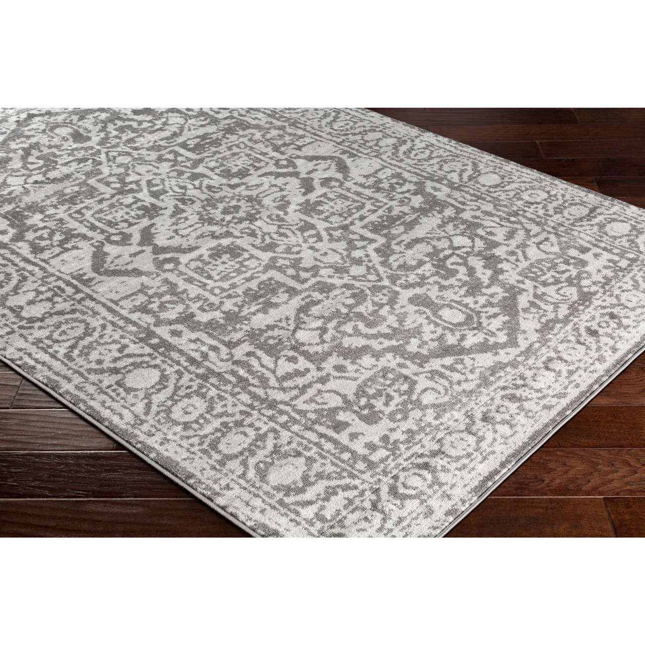 5'3" x 7'3" Mandala Pattern Gray Machine Woven Area Rug | Christmas Central