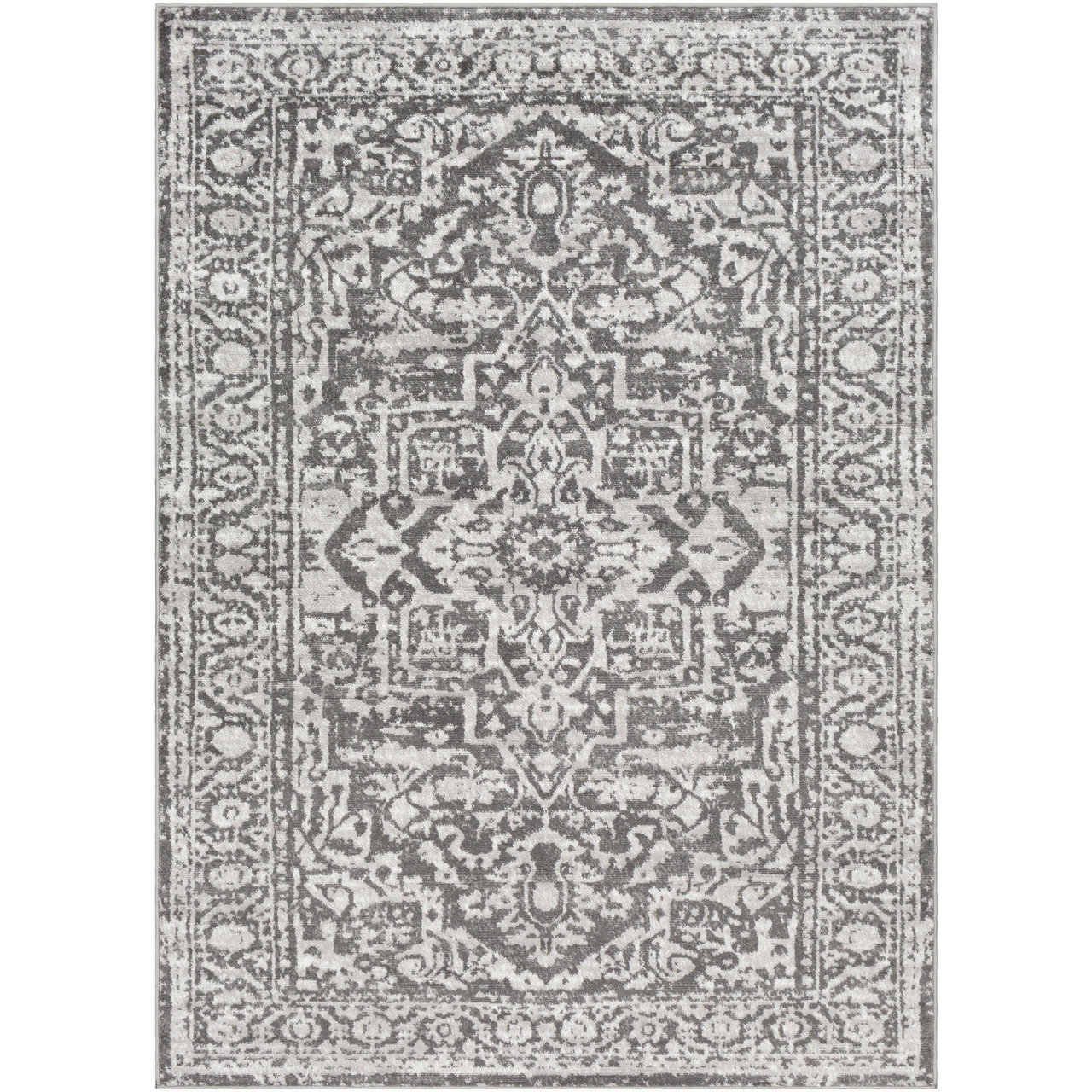 5'3" x 7'3" Mandala Pattern Gray Machine Woven Area Rug | Christmas Central