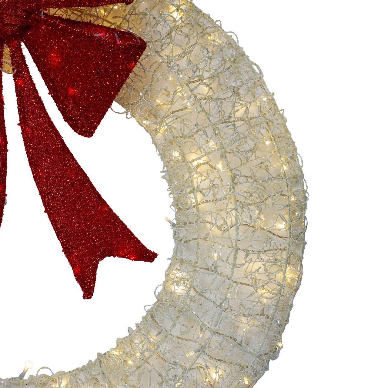 Pre-Lit Red Bow Artificial Christmas Wreath - 36-Inch, Warm White ...