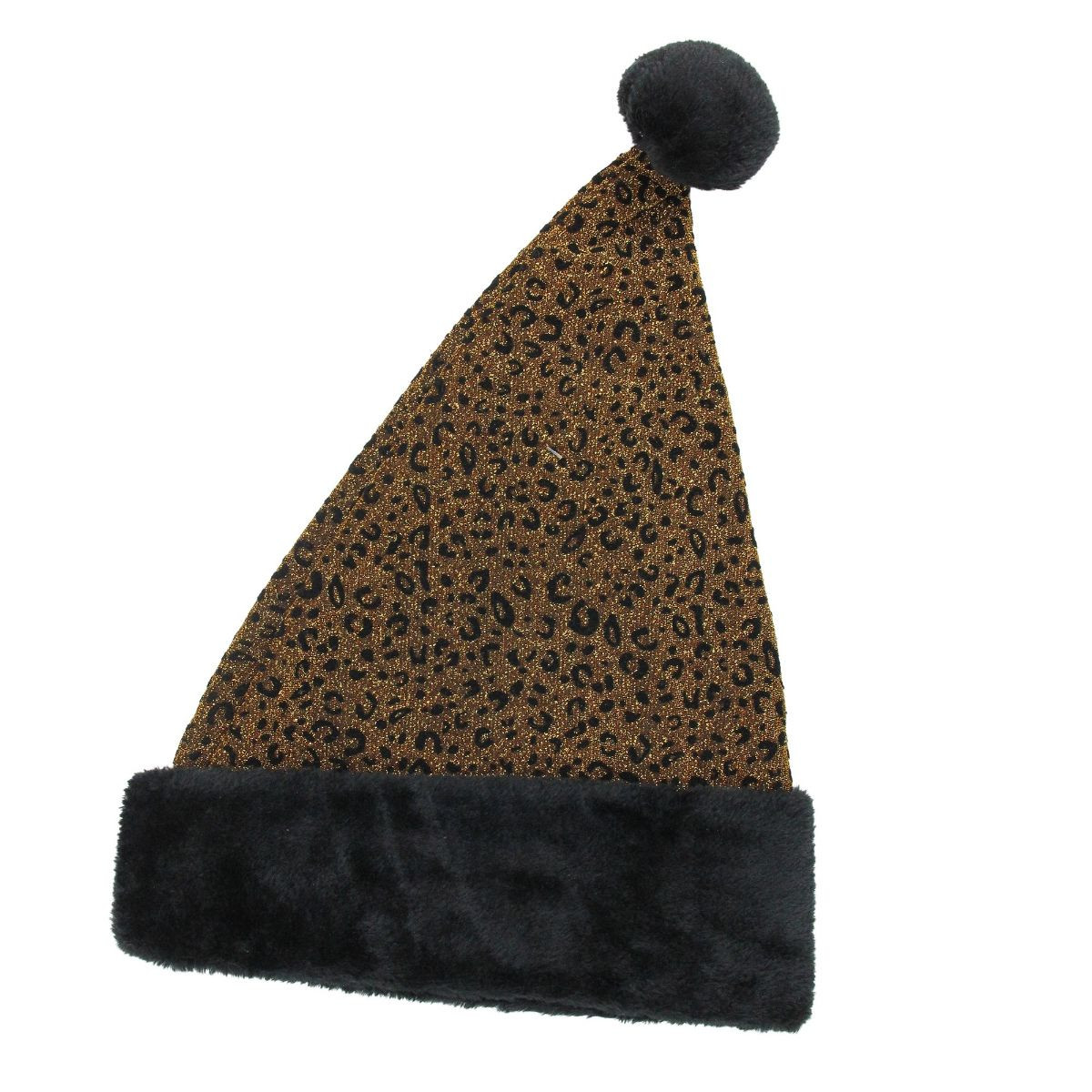 Brown & Black Metallic Leopard Santa Hat Unisex Adult Christmas Costume ...