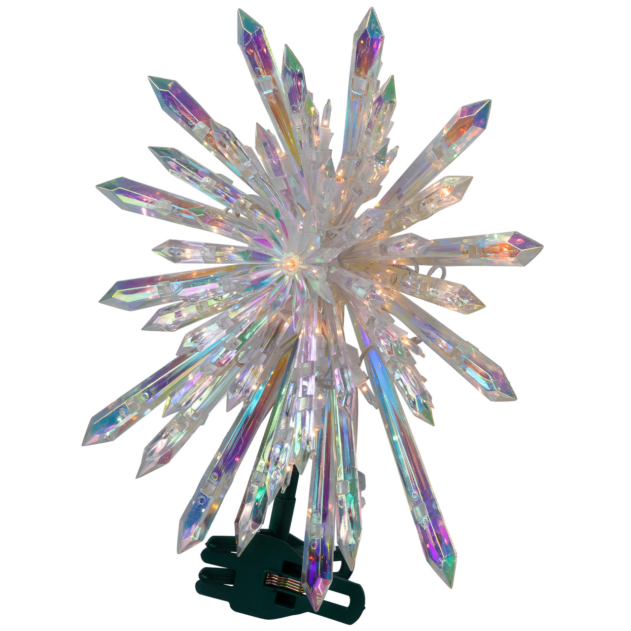 Lighted Iridescent Icicles Christmas Tree Topper - 14" - Clear Lights ...