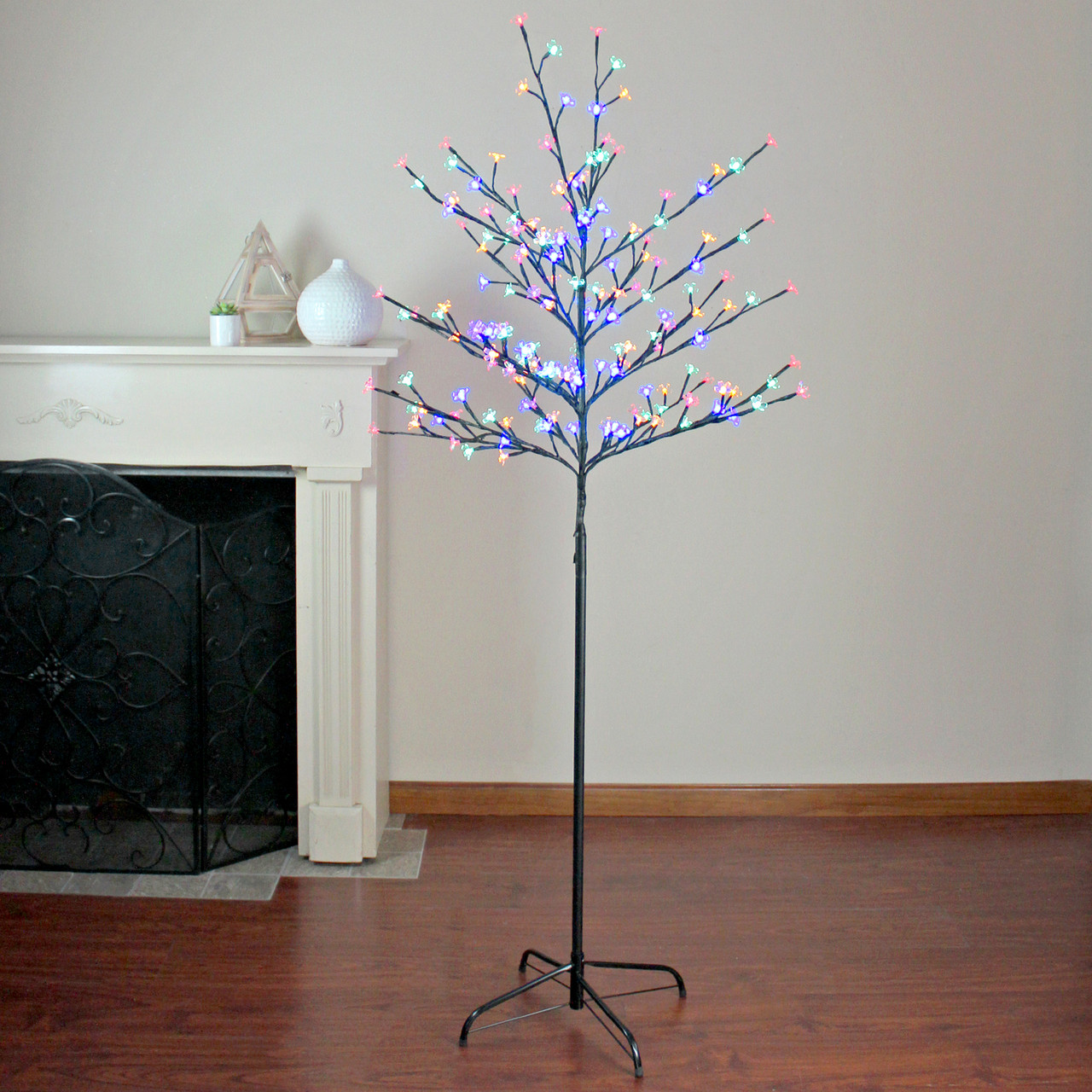 6' Pre-Lit Cherry Blossom Flower Artificial Tree - Multicolor LED ...