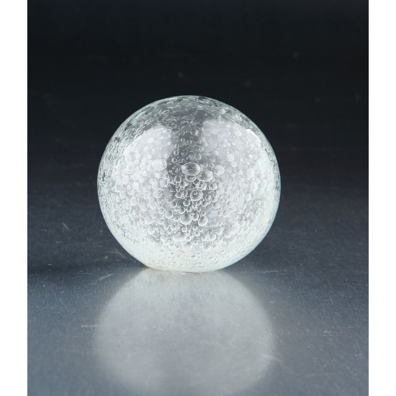 Hand Blown Glass Ball Tabletop Decoration - 4" - Clear | Christmas Central