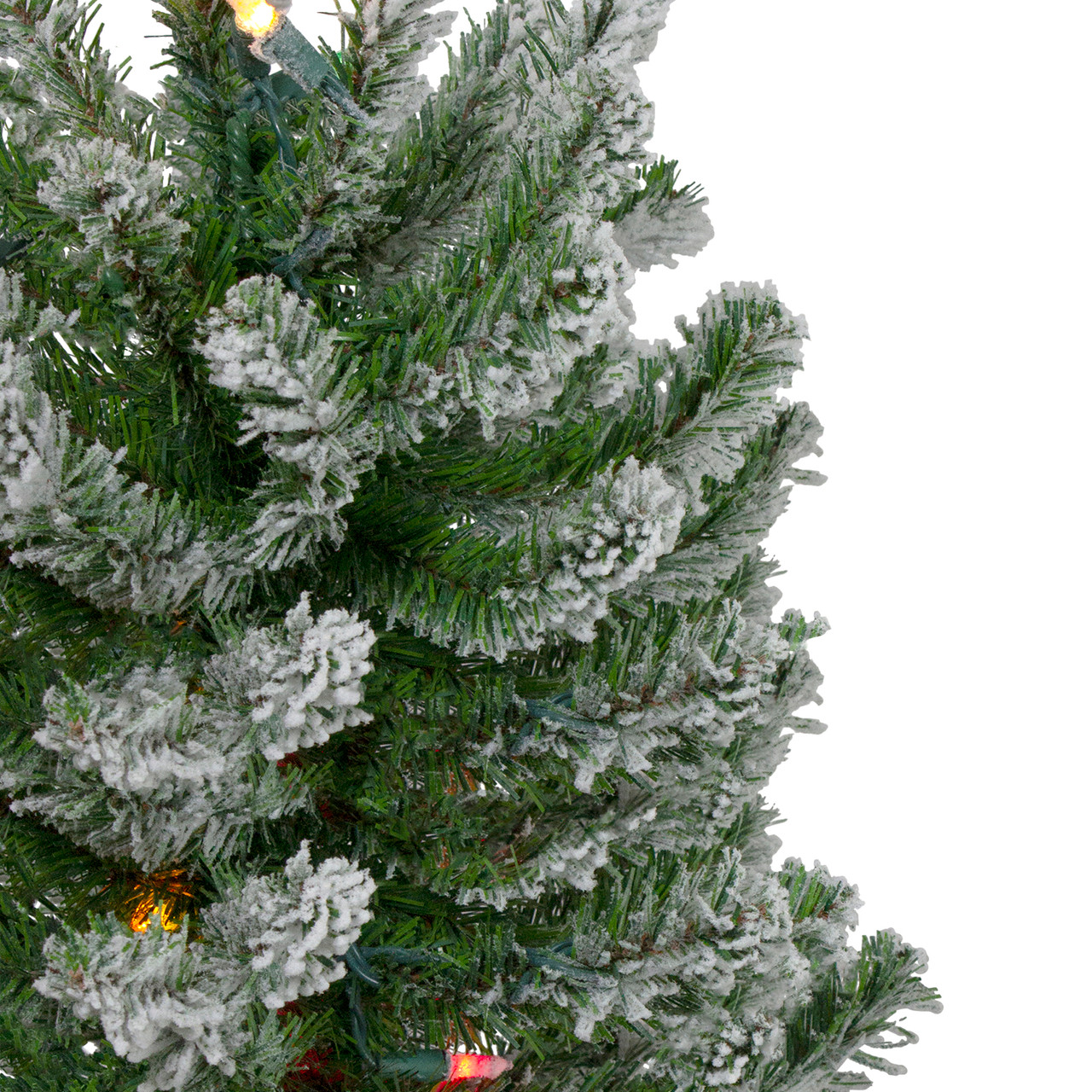 Set of 3 Pre-Lit Flocked Alpine Artificial Christmas Trees 5' - Multi ...