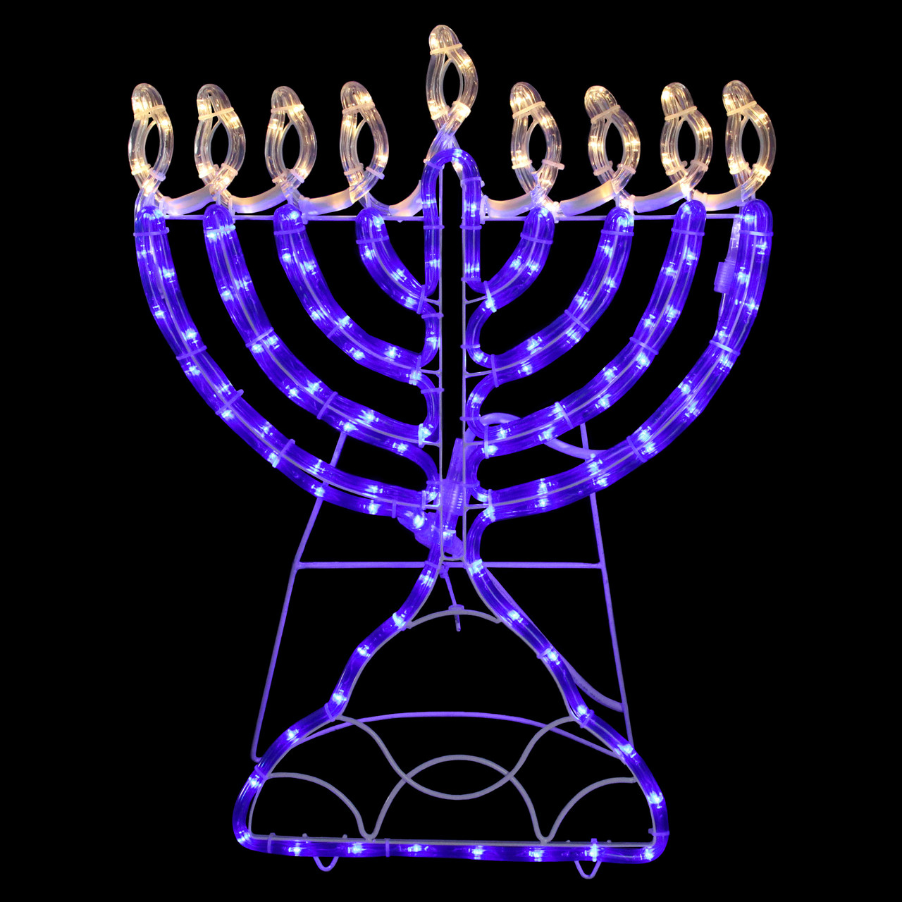 LED Lighted Hanukkah Rope Light Menorah - 23" - Clear/Blue - White Wire ...