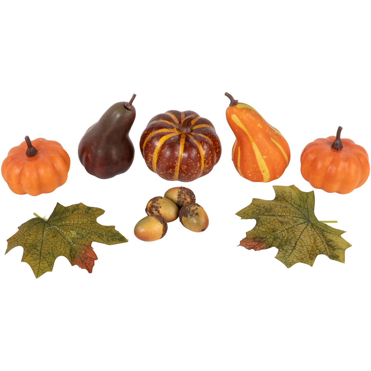 Fall Harvest Artificial Pumpkin, Gourd, Acorn & Leaf Decoration Set ...