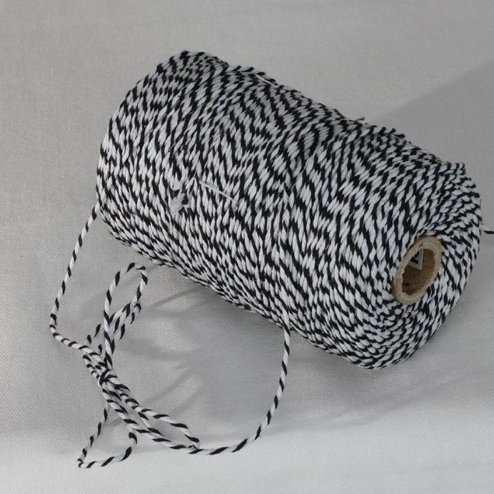Black & White Striped Pattern Craft Twine 0.05" x 220 Yards | Christmas ...