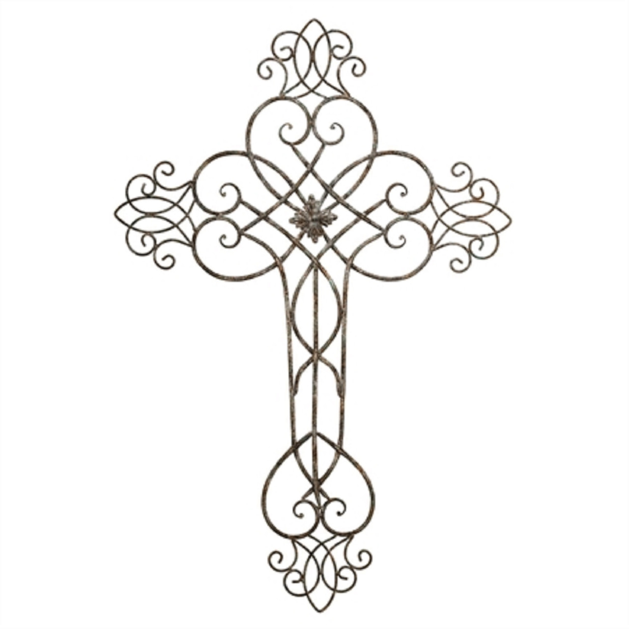 36" Rustic Brown Vintage Patina Cross Religious Wall Cross | Christmas ...