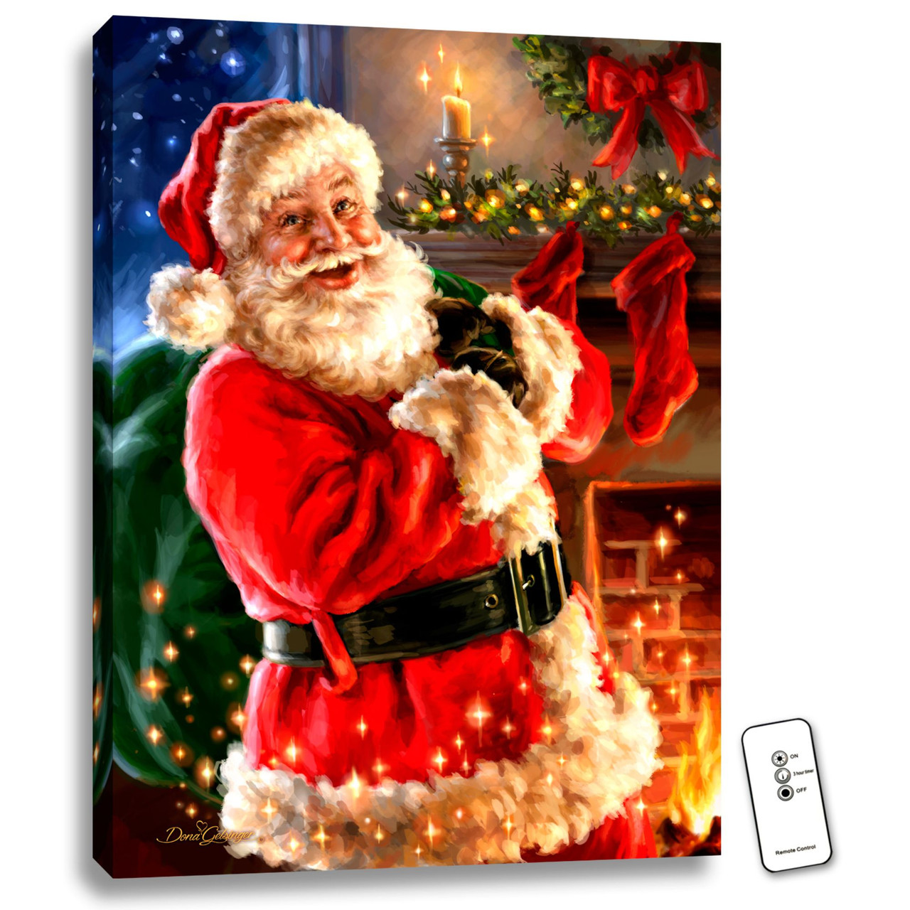 24" x 18" Red & Green Santa Claus Back-lit Wall Art with Remote Control ...