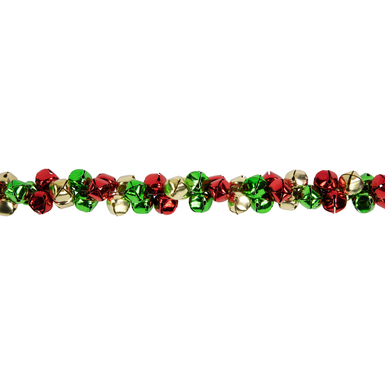 5' Green, Gold & Red Jingle Bell Christmas Garland, Unlit | Christmas ...