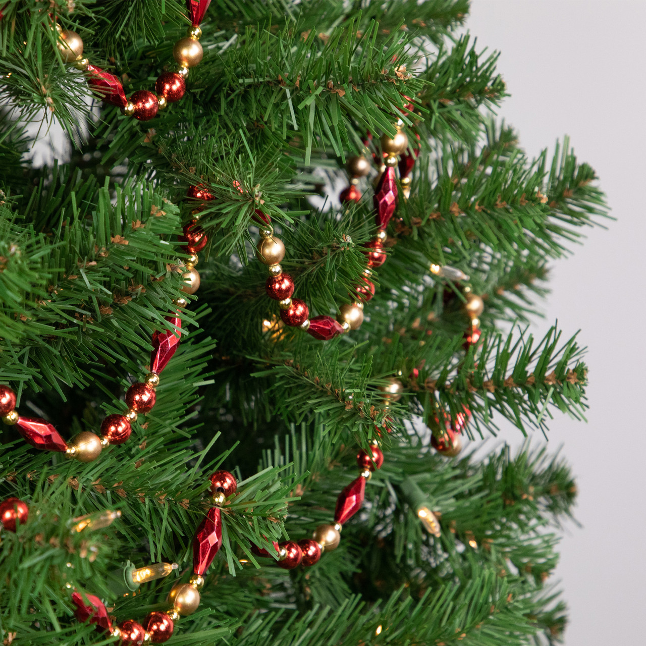 9' x 0.5" Shiny & Matte Red Beaded Shatterproof Artificial Christmas ...