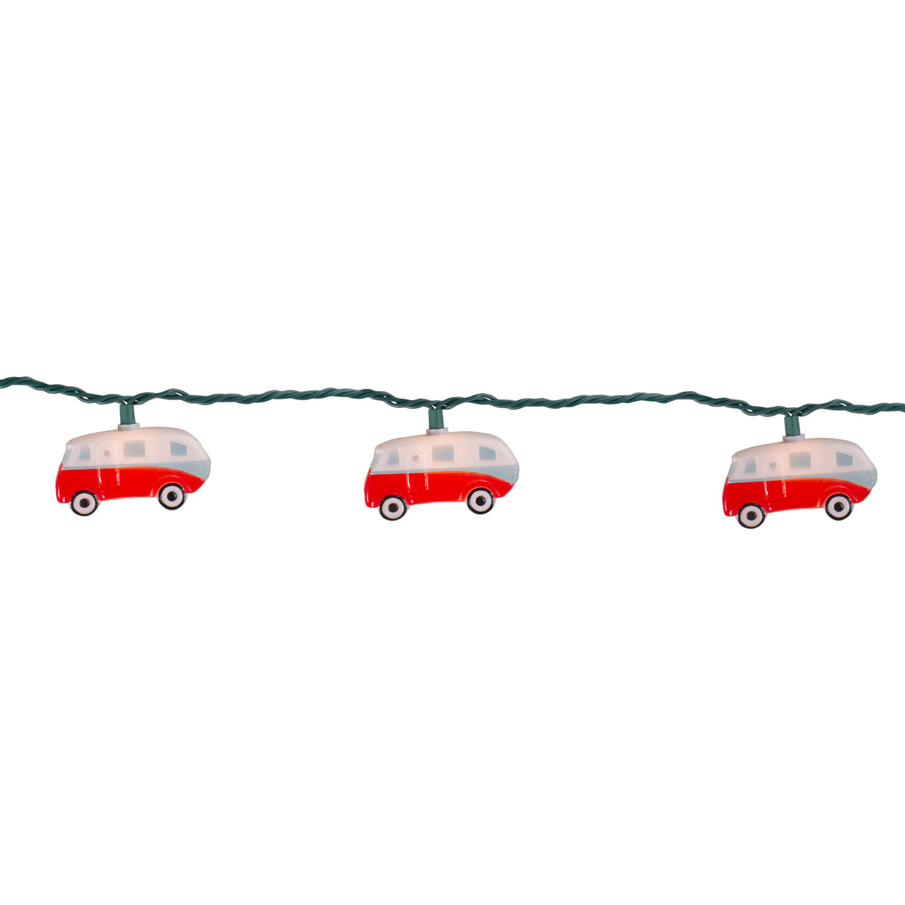 10 Count Retro Camper Bus Novelty Summer String Lights, 6 ft Green Wire ...
