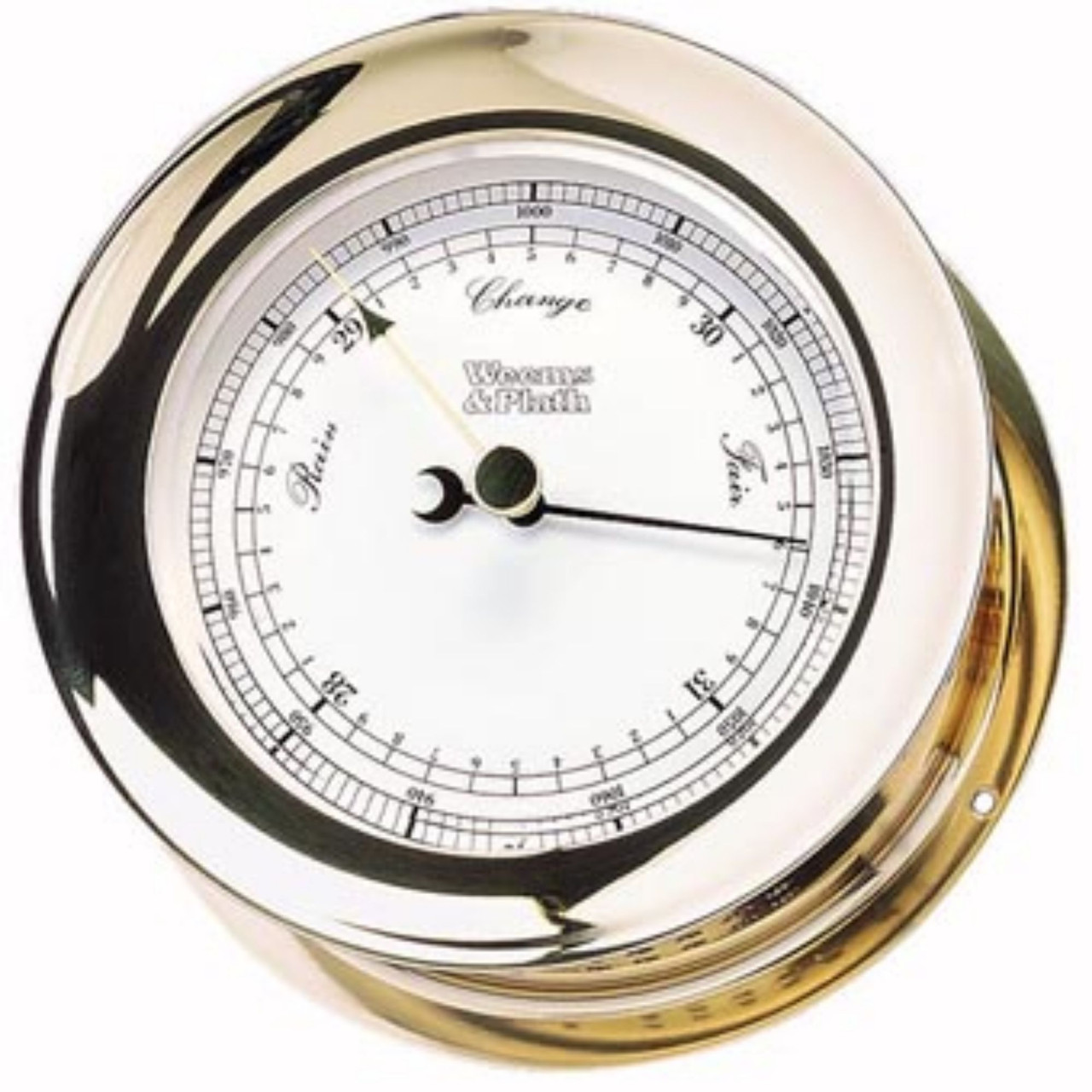 8" White & Gold Contemporary Adjustable Round Barometer | Christmas Central