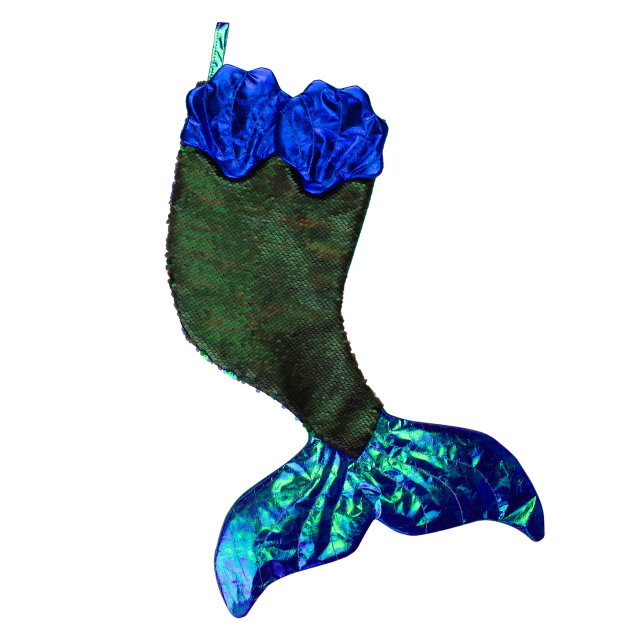 24" Green & Black Sequined Iridescent Mermaid Christmas Stocking ...