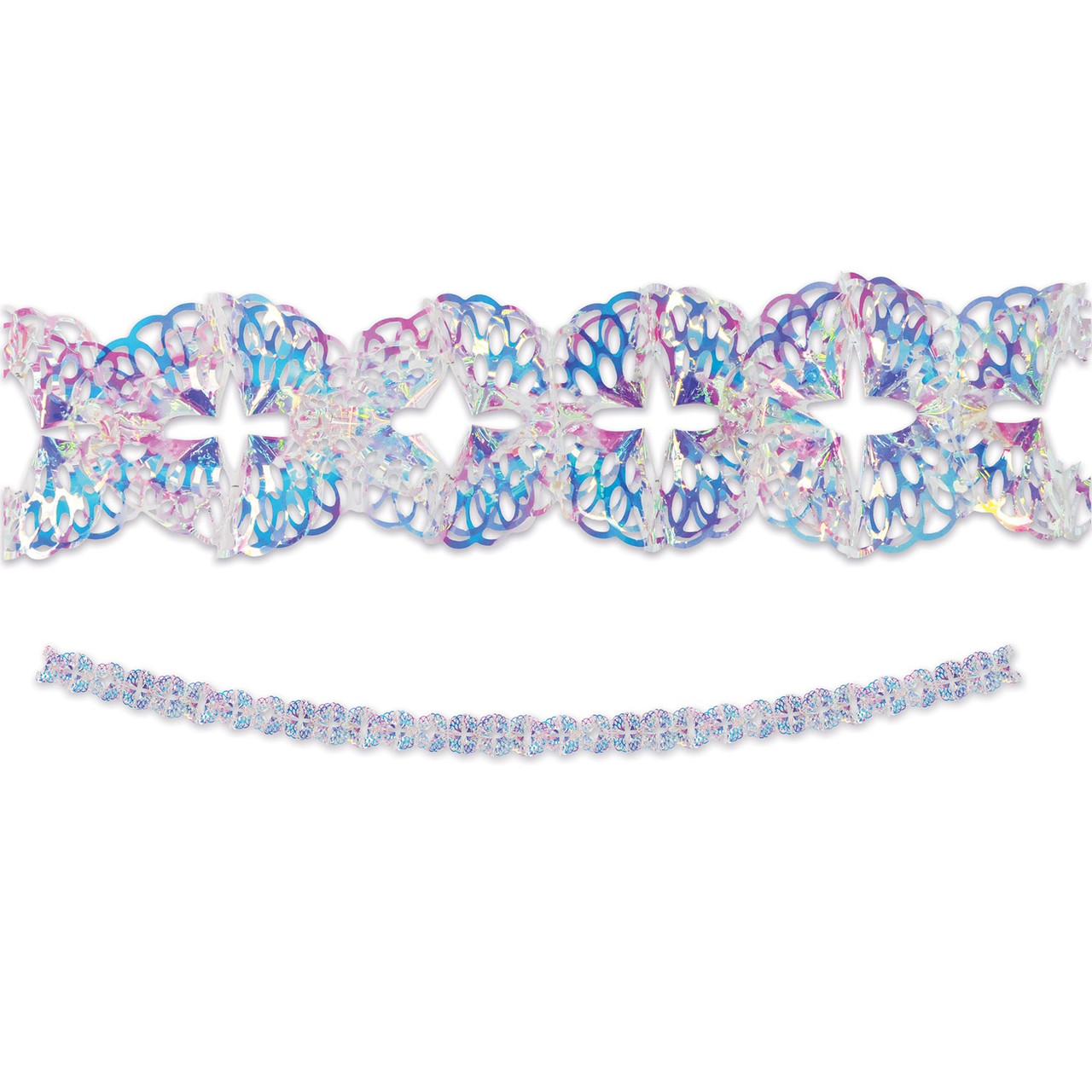 Set of 6 Multi Colored Hanging Iridescent Sparkling Garland 12 ...