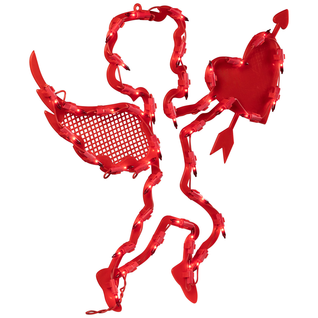 Lighted Cupid with Heart Valentine's Day Window Silhouette - 17" - Red ...