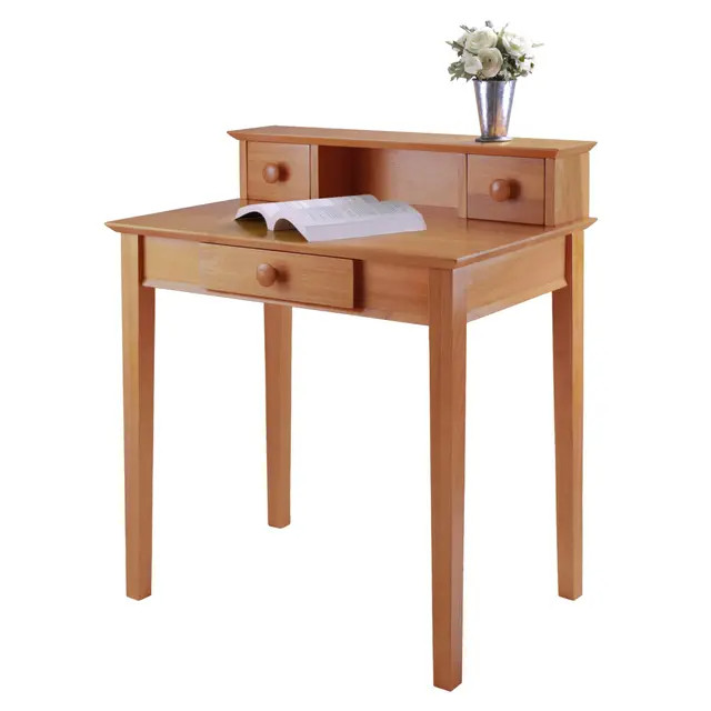 30" Honey Pine Studio Writing Desk with Hutch | Christmas Central