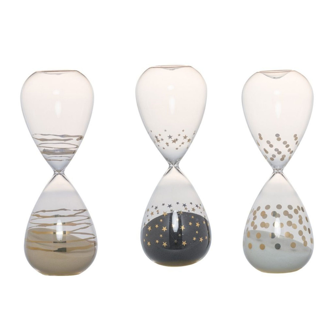 Set of 3 White Modern Chic Style Dixie Hourglasses 3.5" | Christmas Central