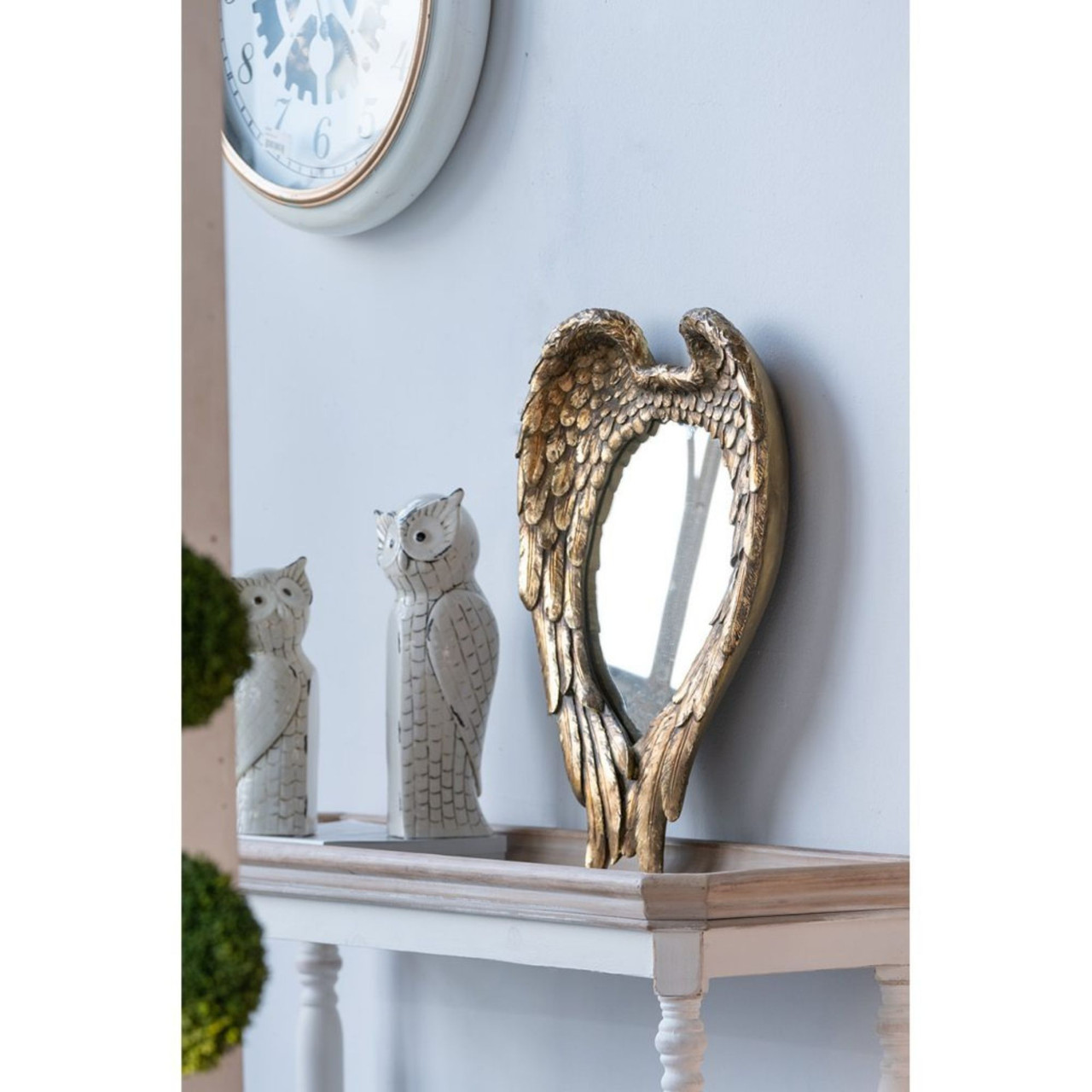 Vintage Style Angel Wing Framed Wall Mirror - 22" | Christmas Central