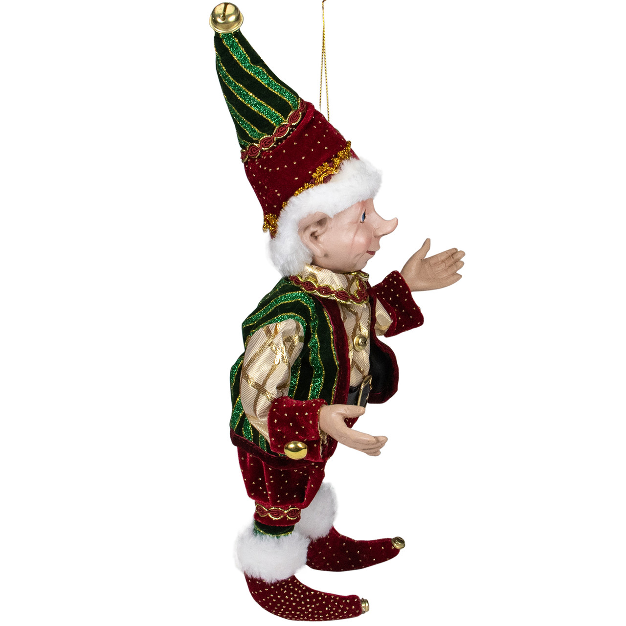 13" Burgundy & Gold Festive Chubby Christmas Elf With Bells | Christmas ...