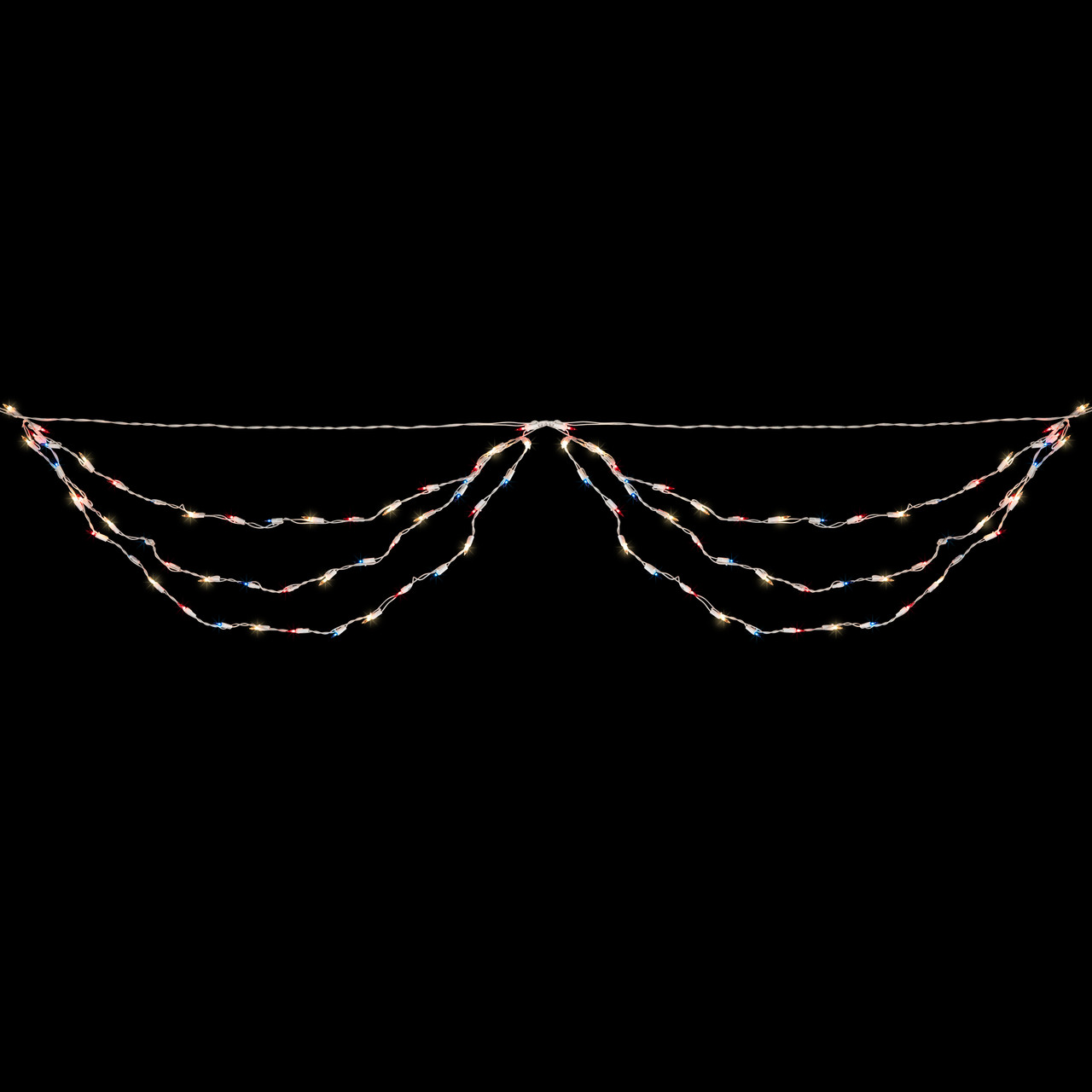 Mini Swag Christmas Light Set - Red, White & Blue - 6' White Wire ...