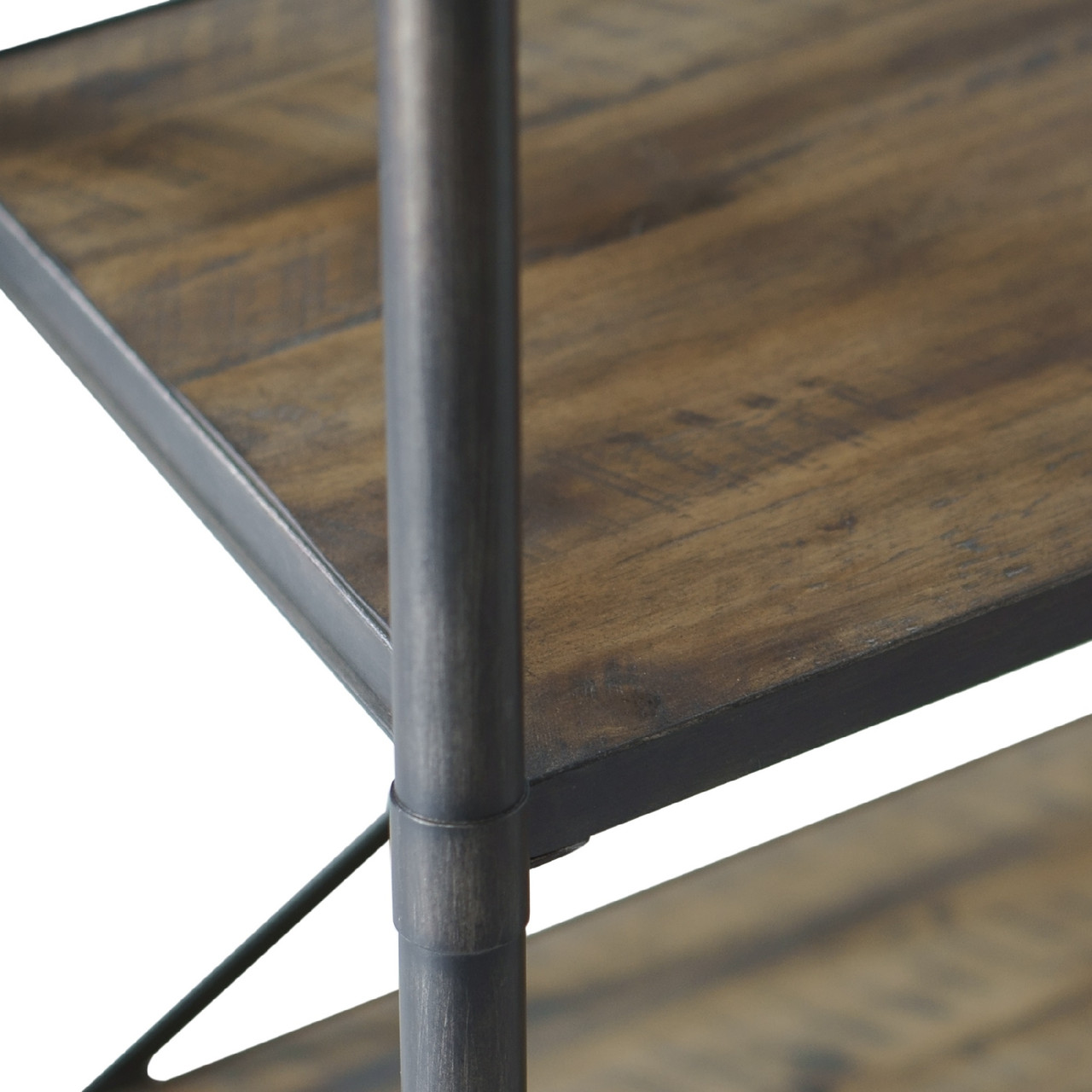 Five Tier Wooden Display Storage Shelves - 83" - Walnut Brown & Gray ...