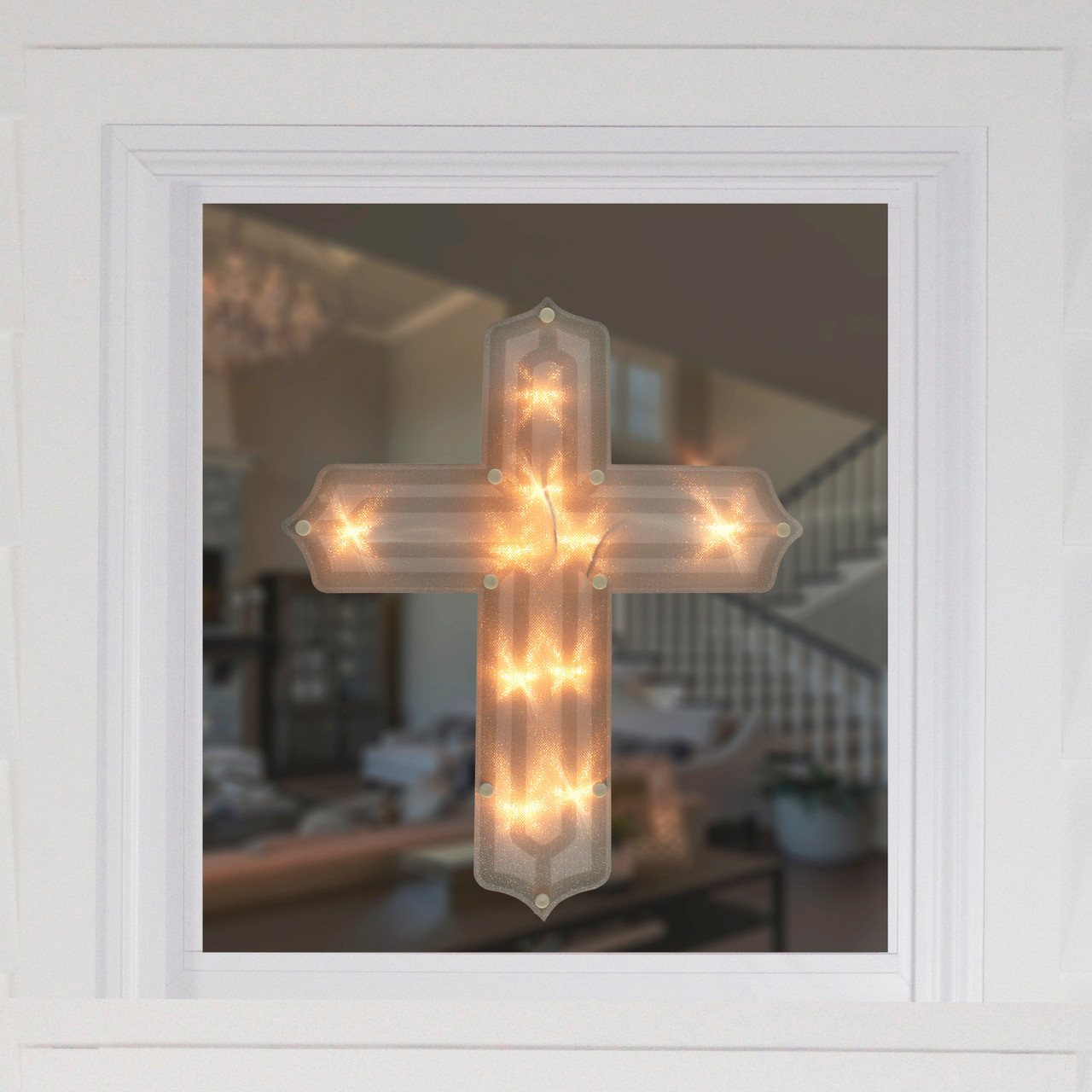 Lighted Cross Easter Window Decoration - 14" | Christmas Central