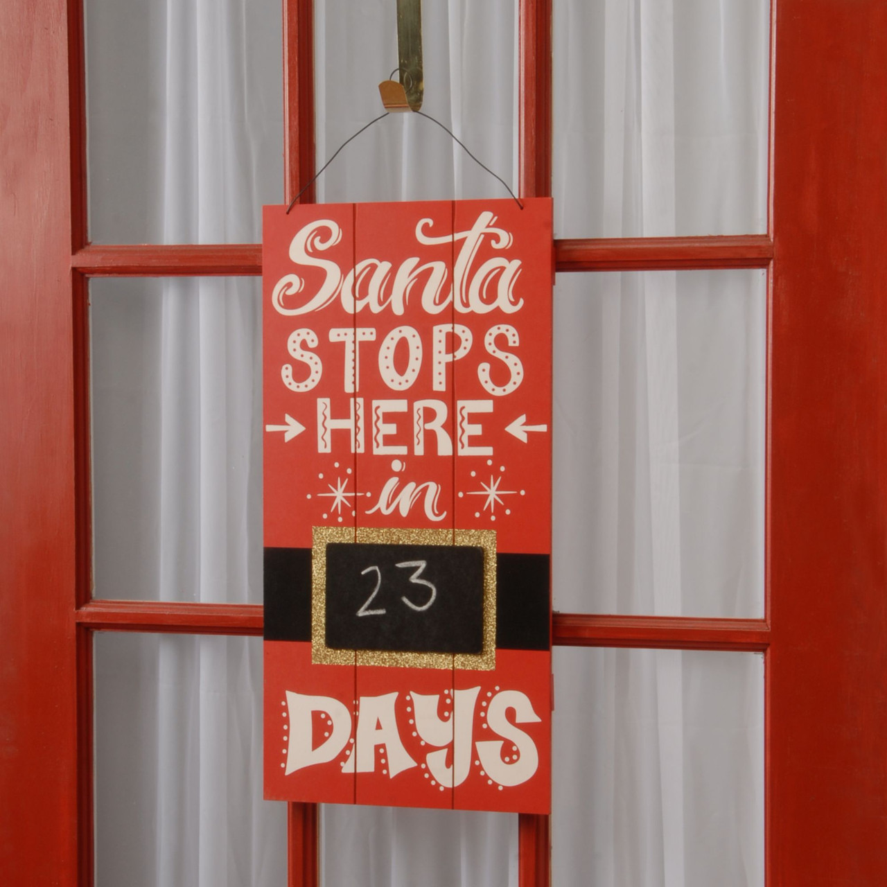 "Santa Stops Here" Countdown Rectangular Christmas Wall Art Decoration ...
